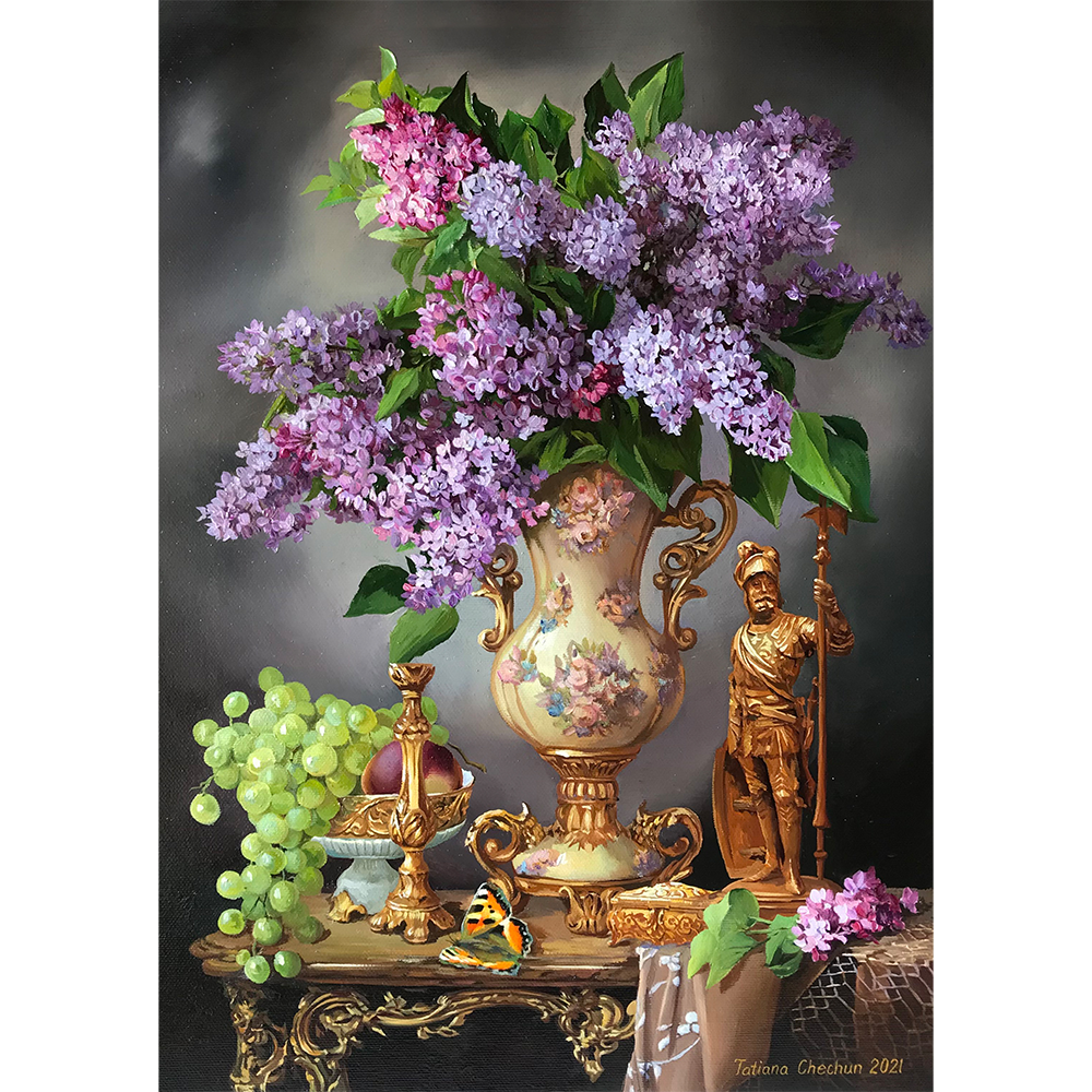 Still Life. Lilacs and Grapes – Post Stone